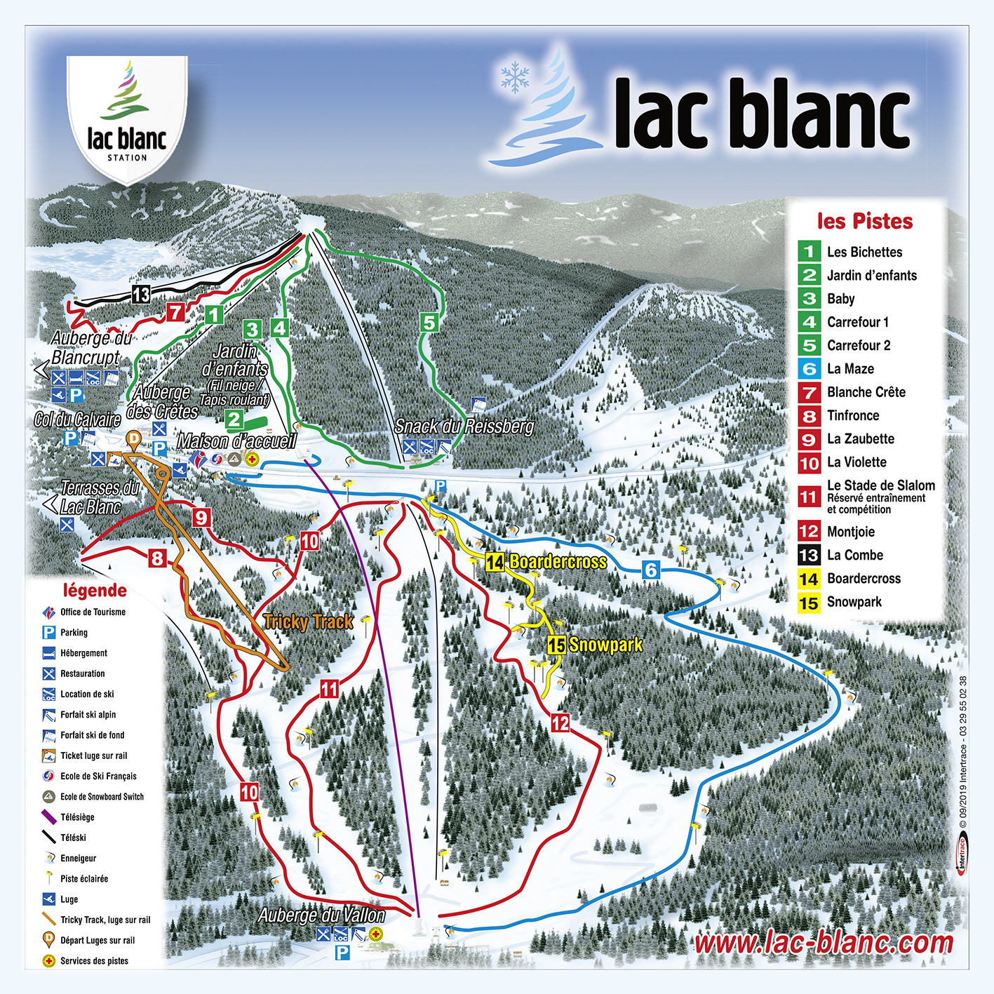 Le Lac Blanc - Plan des pistes de ski Le Lac Blanc