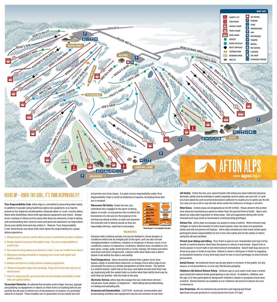 Afton Alps Trail Map | OnTheSnow