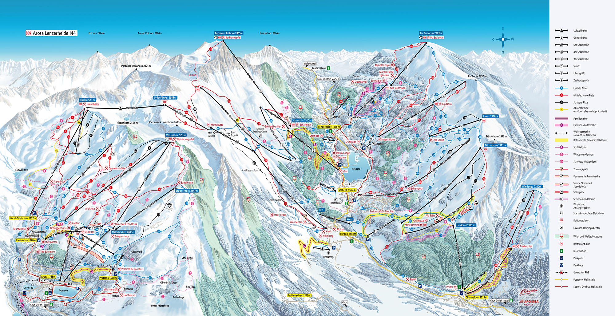Arosa Lenzerheide Piste Map | Plan of ski slopes and lifts | OnTheSnow