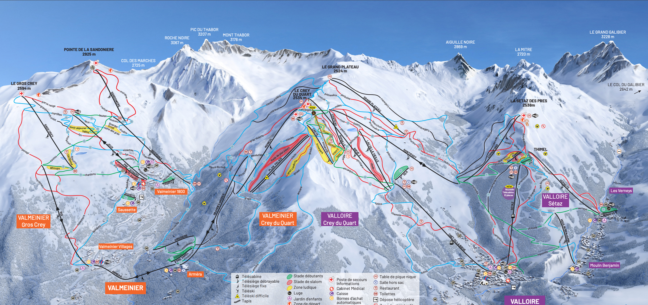 Valmeinier Piste Map | Plan of ski slopes and lifts | OnTheSnow