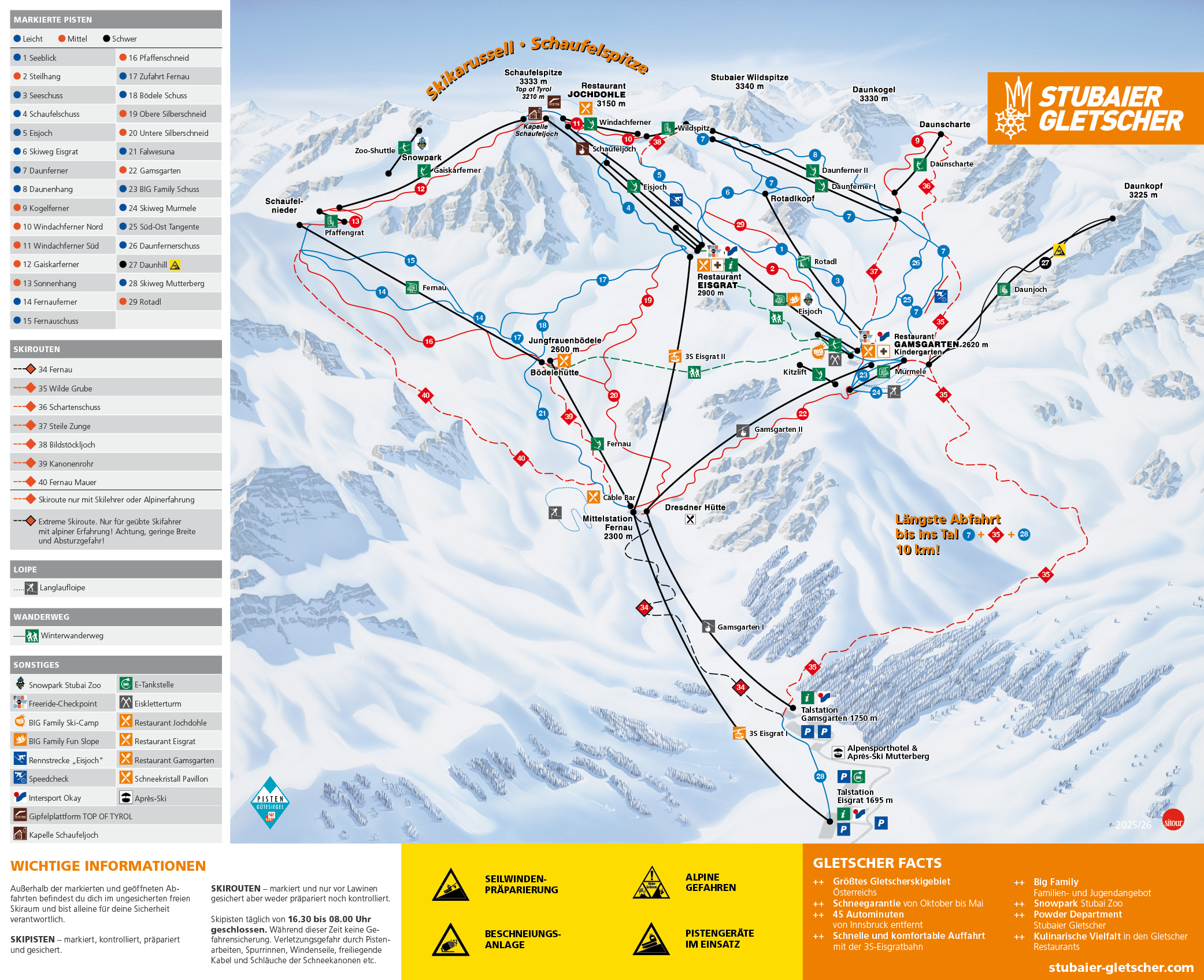 Stubaier Glacier Piste Map | Plan of ski slopes and lifts | OnTheSnow