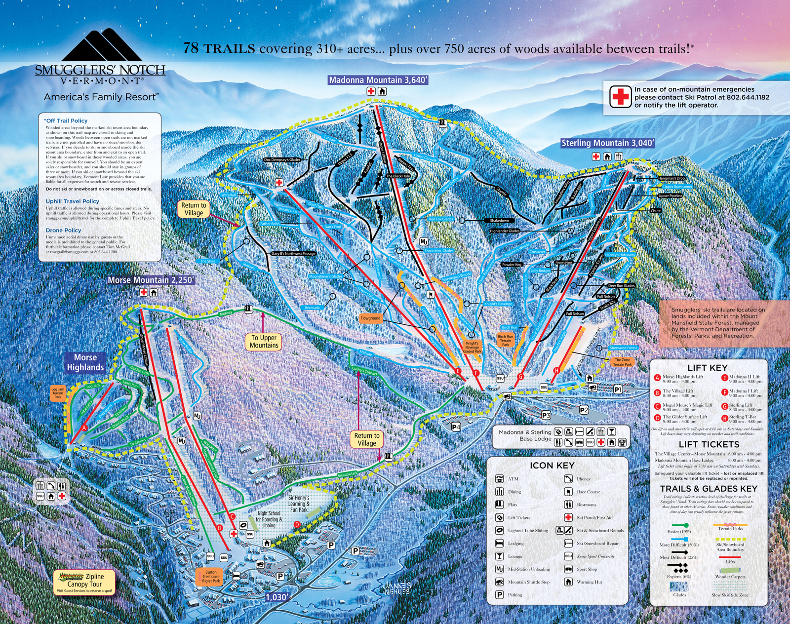 Smugglers' Notch Resort Trail Map | OnTheSnow